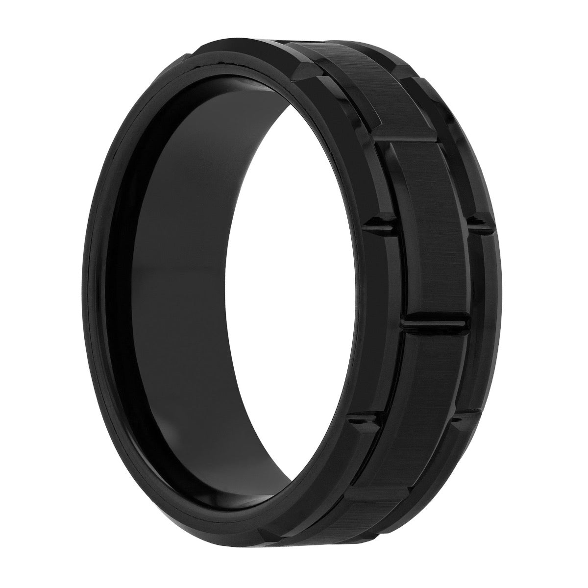 Tungsten Black IP Brick Pattern Wedding Ring, 8MM – Jordan Jack